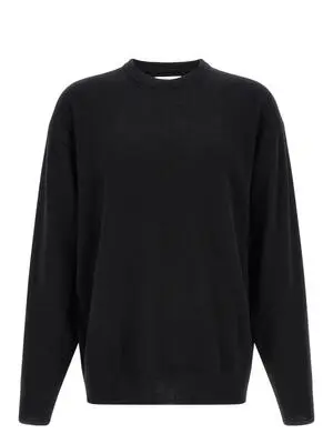 Extreme Cashmere Long-sleeved Sweater With Embroidered Cuff Detail - Black