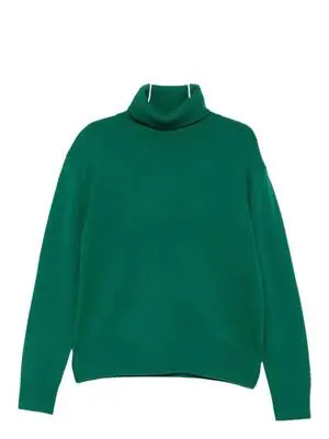 THE FRANKIE SHOP Long Sleeve High Neck Top With Ribbed Trim - Green