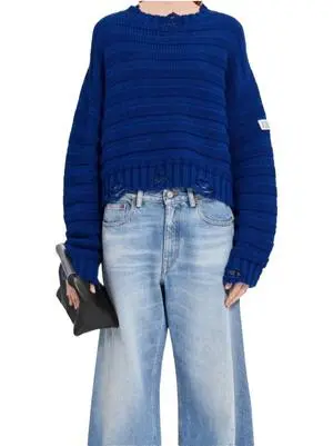 MAISON MARGIELA Distressed Wool Jumper - Blue