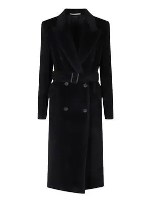 Tagliatore Long-sleeved Belted Coat - Blue