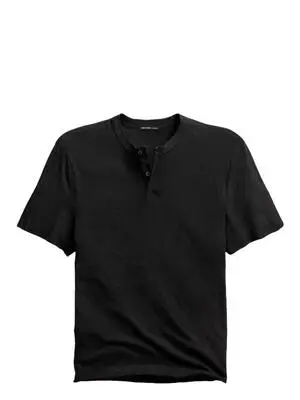 JAMES PERSE Slub Jersey Short Sleeve Henley - Black