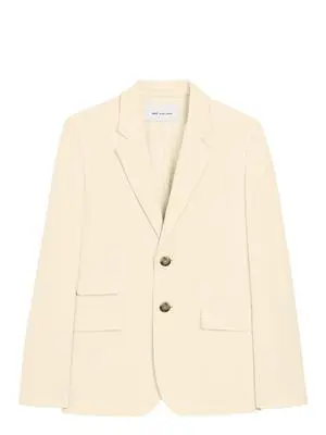 AMI Paris Single Breasted Cotton Linen Blazer - Ivory