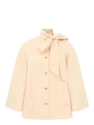 Zimmermann Valiant Pussybow Coat - Cream