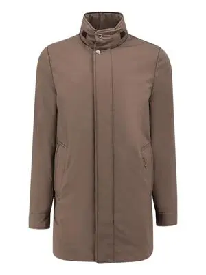 MOORER Padded High Neck Coat - Brown