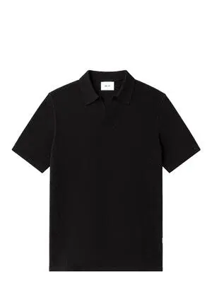 Nn07 Paul Textured Cotton-knit Polo Shirt - Black