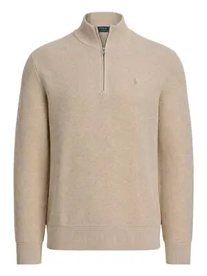 Polo Ralph Lauren Polo Ralph Lauren Half-Zip Waffle-Knit Cotton Jumper Brown