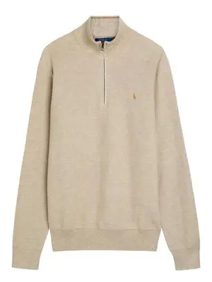 Polo Ralph Lauren Polo Ralph Lauren Half-Zip Waffle-Knit Cotton Jumper Brown
