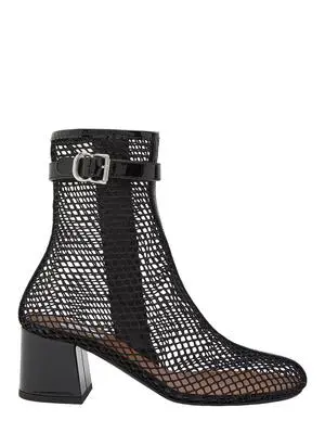 Alaïa Fishnet Patent Leather Ankle Boots - Black