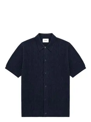 Nn07 Nolan Ribbed Cotton-knit Shirt - Navy