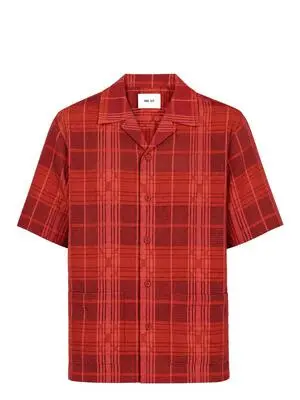 Nn07 Ben Checked-jacquard Woven Shirt - Red