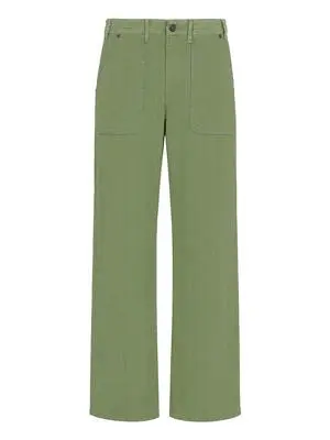 PERCIVAL Herringbone Straight-leg Stretch-cotton Trousers - Sage