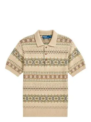Polo Ralph Lauren Fair Isle Knit Linen-blend Polo Shirt - Tan