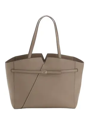 BOSS Revers Leather Tote Bag With Belt Detail - Brown
