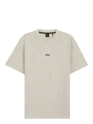 BOSS Cotton T-shirt With 3d-jacquard Pattern Light Beige