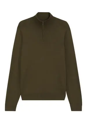 BOSS BOSS Wool Zip Neck Sweater Light Green
