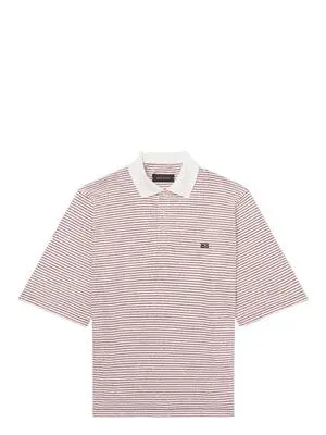 WALES BONNER Bask Striped Linen And Cotton-blend Polo Shirt - Pink