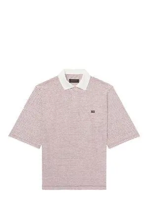 WALES BONNER Bask Striped Linen And Cotton-blend Polo Shirt - Pink