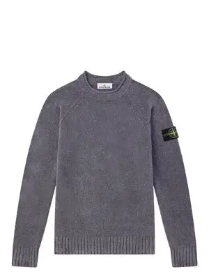 Stone Island Mouliné Cotton-chenille Sweater - Gray