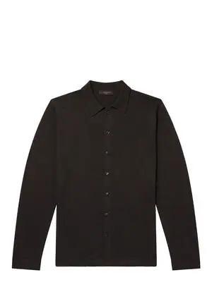 SLOWEAR Zanone Virgin Wool Button-up Shirt - Brown