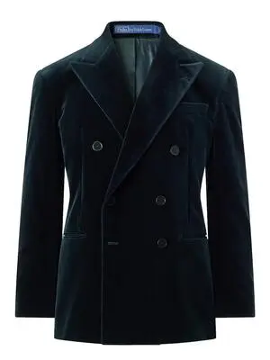 POLO RALPH LAUREN Polo Ralph Lauren - Double-Breasted Linen-Blend Velvet Blazer - Men - Green - UK/US 40