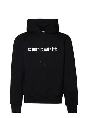 Carhartt Work In Progress Logo Cotton Hoodie - Black