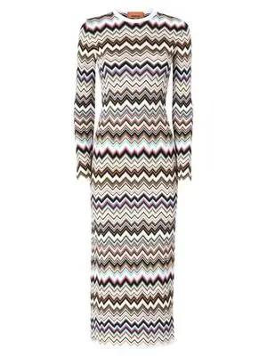 Missoni Zig Zag Motif Long Sleeve Maxi Dress - Blue