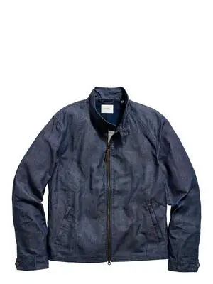 Billy Reid Waxed Denim Harrington Jacket - Blue