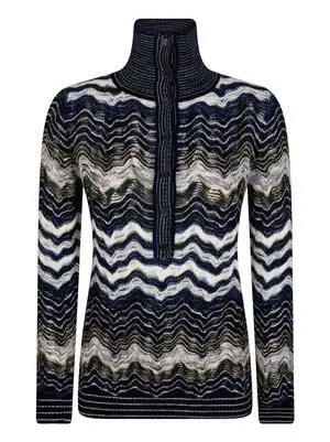 Missoni Zig Zag Motif Polo Shirt - Blue