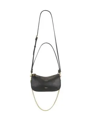 COACH Natural Grain Leather Shoulder Bag - Black