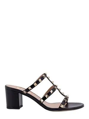 Valentino Garavani Rockstuds Leather Mules With Allover Studs - Black