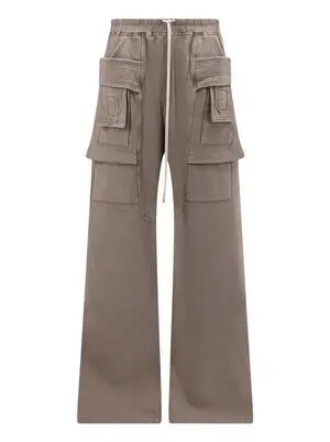 Rick Owens Cotton Cargo Wide Leg Trousers - Grey
