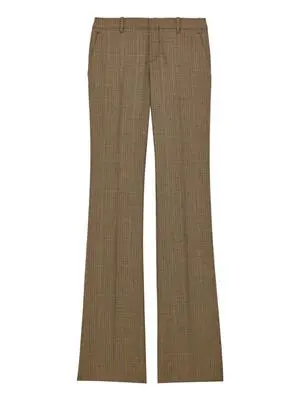 Saint Laurent Prince Of Wales Certified Wool Flared Trousers - Beige