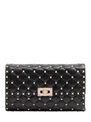 Valentino Garavani VALENTINO GARAVANI Rockstud Spike Leather Shoulder Bag Black