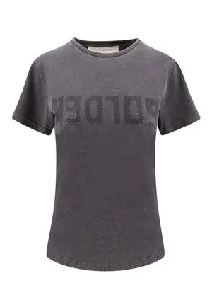 GOLDEN GOOSE Doris Cotton T-shirt With Logo Detail - Grey