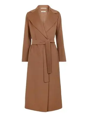 Max Mara S MAX MARA Virgin Wool Belted Coat Brown