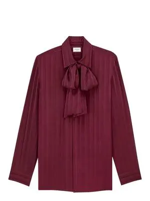 Saint Laurent Cassandre Striped Silk Jacquard Shirt - Red