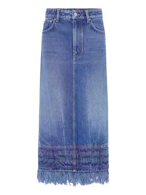 Rabanne Fringe Detail Midi Skirt - Blue