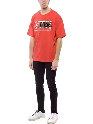 DIESEL® T-shirt With Layered Logos - Red