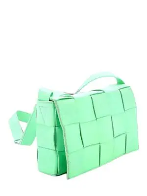 Bottega Veneta Cassette Maxi Intrecciato Leather Crossbody Bag - Green