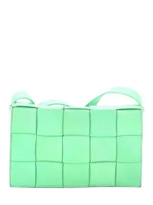 Bottega Veneta Cassette Maxi Intrecciato Leather Crossbody Bag - Green