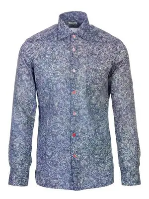 Kiton Floral-print Long-sleeve Shirt - Blue
