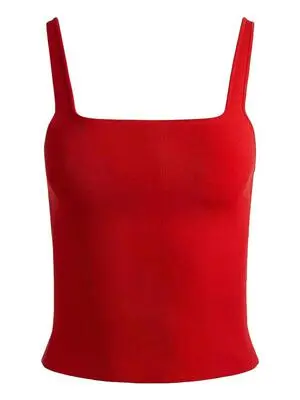 Alice + Olivia Devin Square-neck Ribbed Knit Top - Red