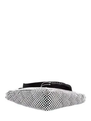 Prada Triangle Logo Zip Crystal Embellished Satin Small Crossbody Bag - Black