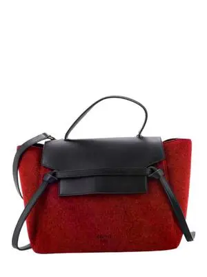 Celine Belt Bag Felt And Leather Mini Satchel - Red
