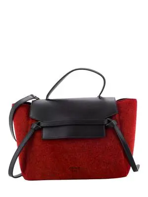 Celine Belt Bag Felt And Leather Mini Satchel - Red
