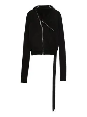 Rick Owens Asymmetrical Zip Hooded Sweatshirt - Black