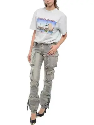 Attico Low-rise Cargo Denim Pants - Grey