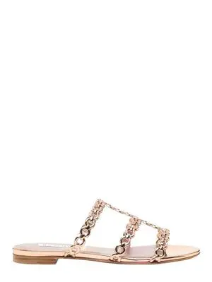 AQUAZZURA Chain Detail Flat Sandals - Gold