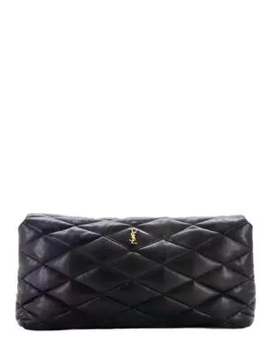 Saint Laurent Sade Puffer Envelope Quilted Leather Large Clutch Bag - Black