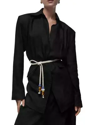 CAYET Julia Beaded Rope Belt Shirt - Black